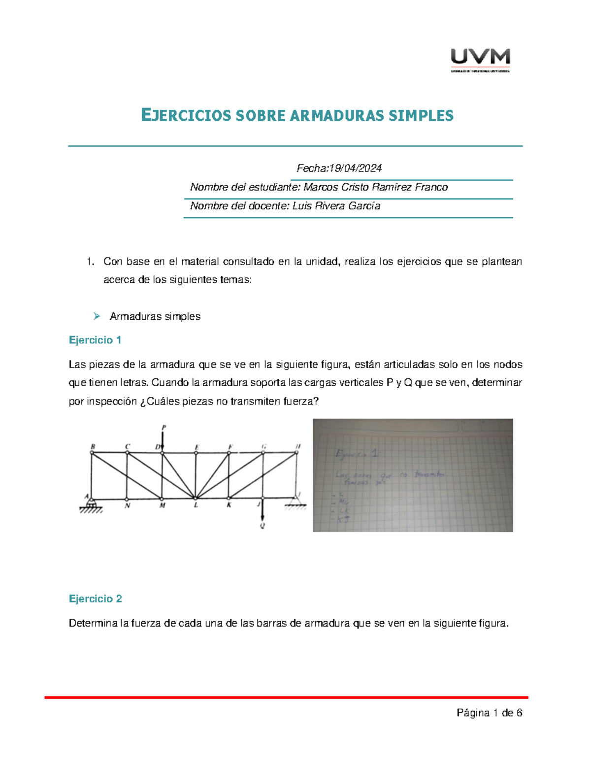 EJERCICIOS DE ARMADURAS SIMPLES - A5 MCRF Estática - Studocu