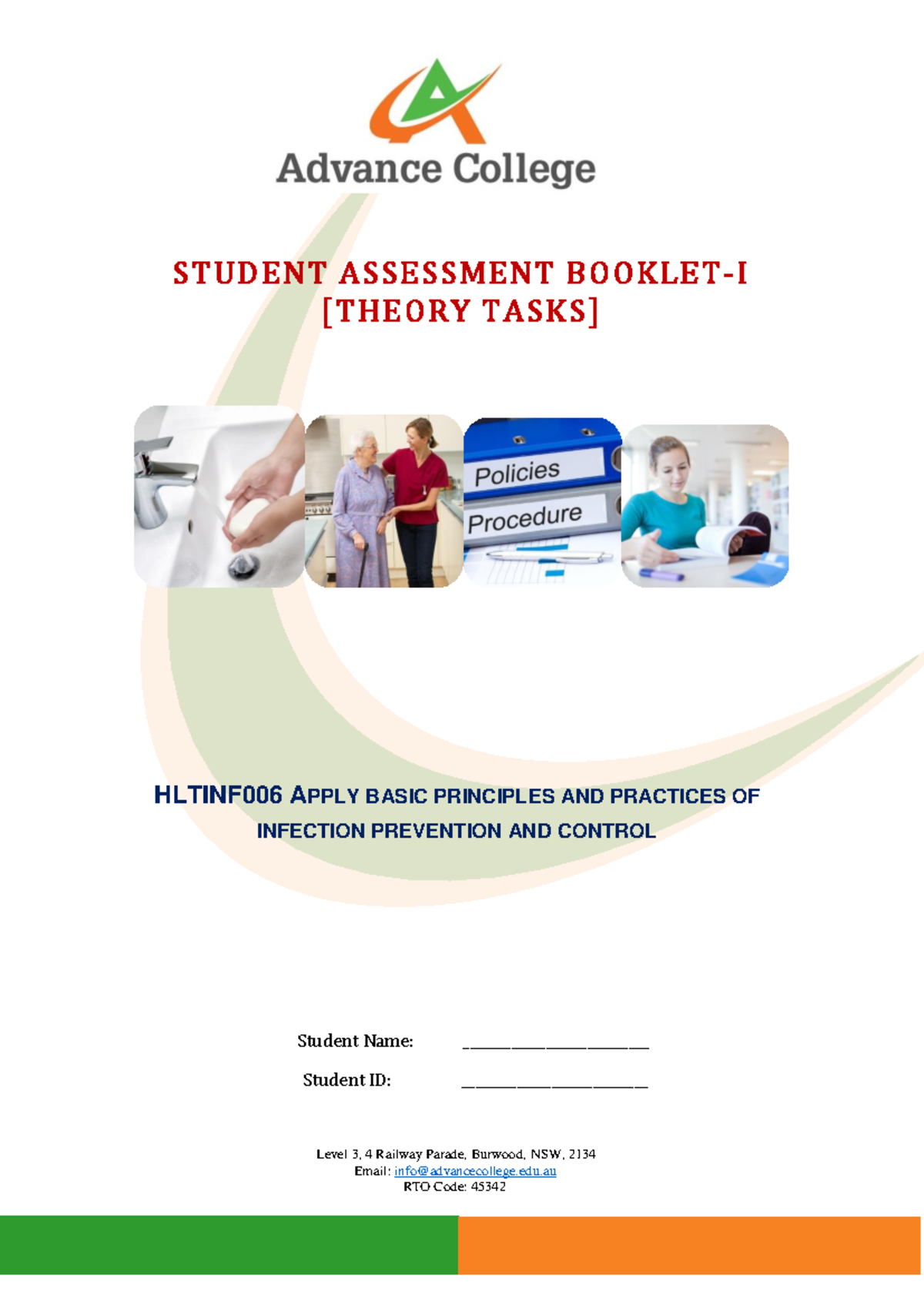 HLTINF006 Infection Prevention & Control Assessment Tasks Guide - Studocu