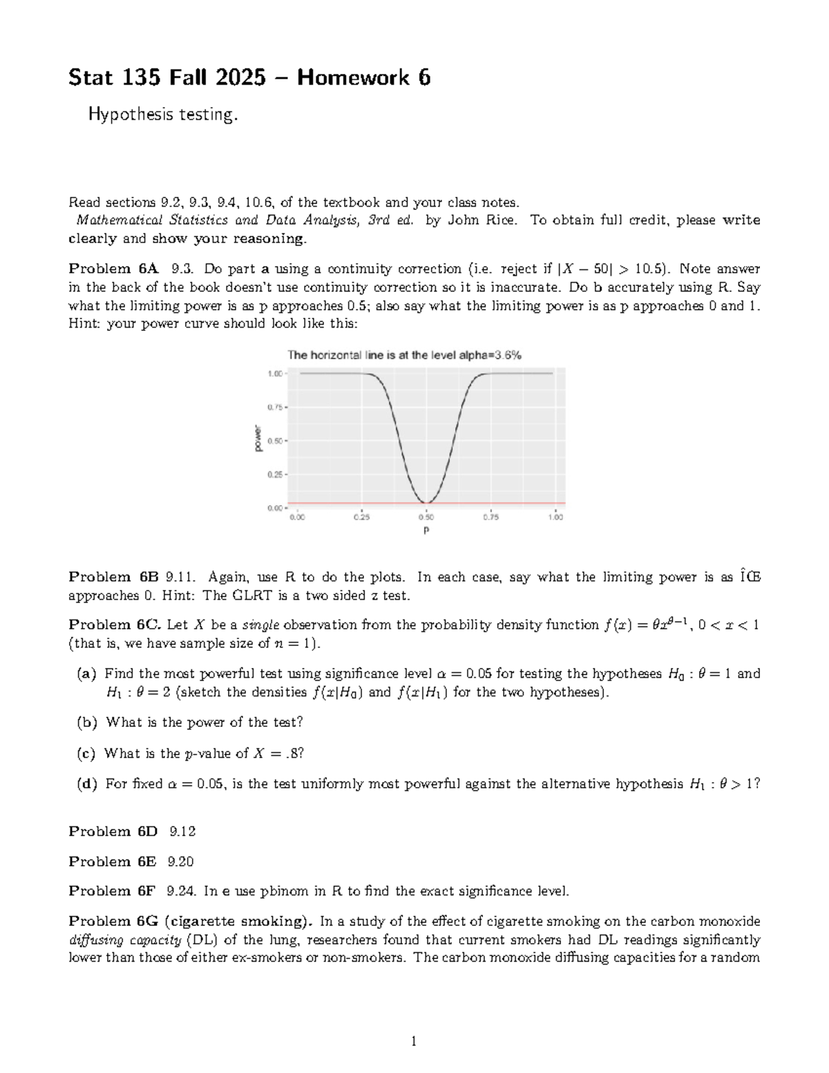 Stat 135 Fall 2025 Homework 6: Hypothesis Testing & R Analysis - Studocu