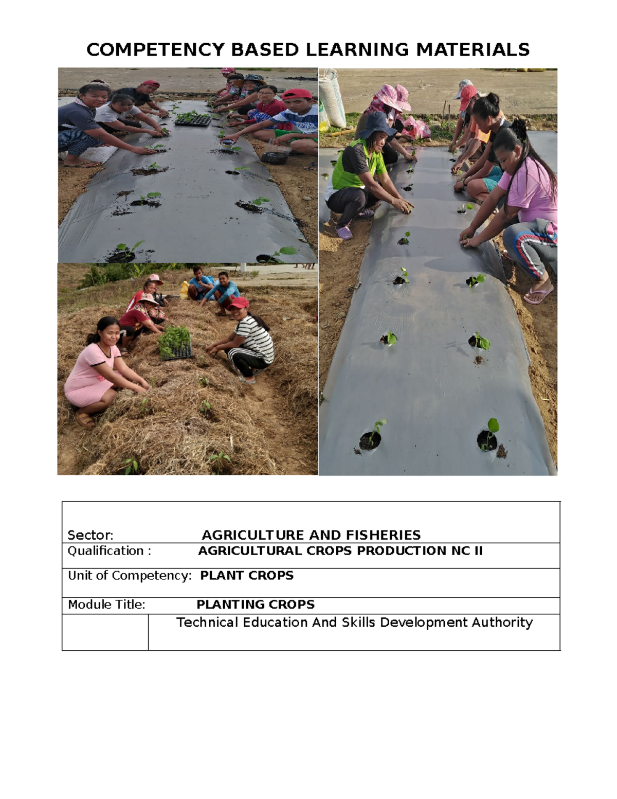 CBLM- Planting Crops for Agricultural Production NC II - Studocu