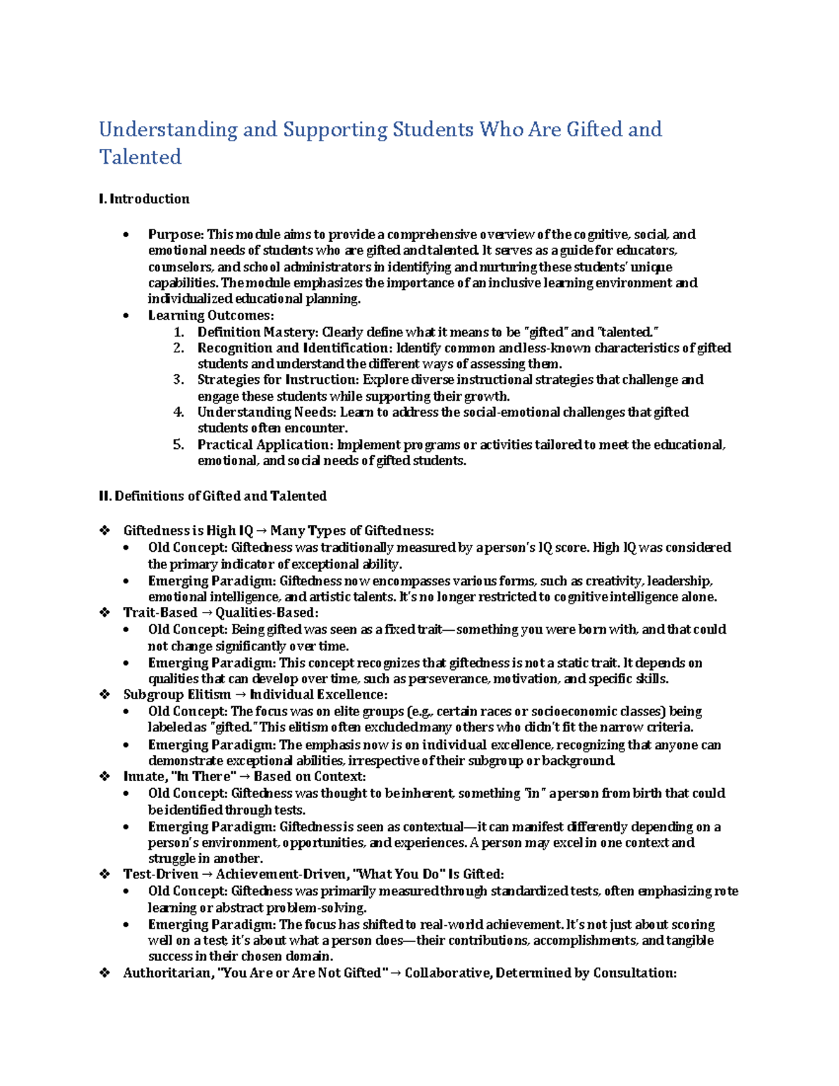 Understanding Gifted and Talented Students: A Comprehensive Guide - Studocu