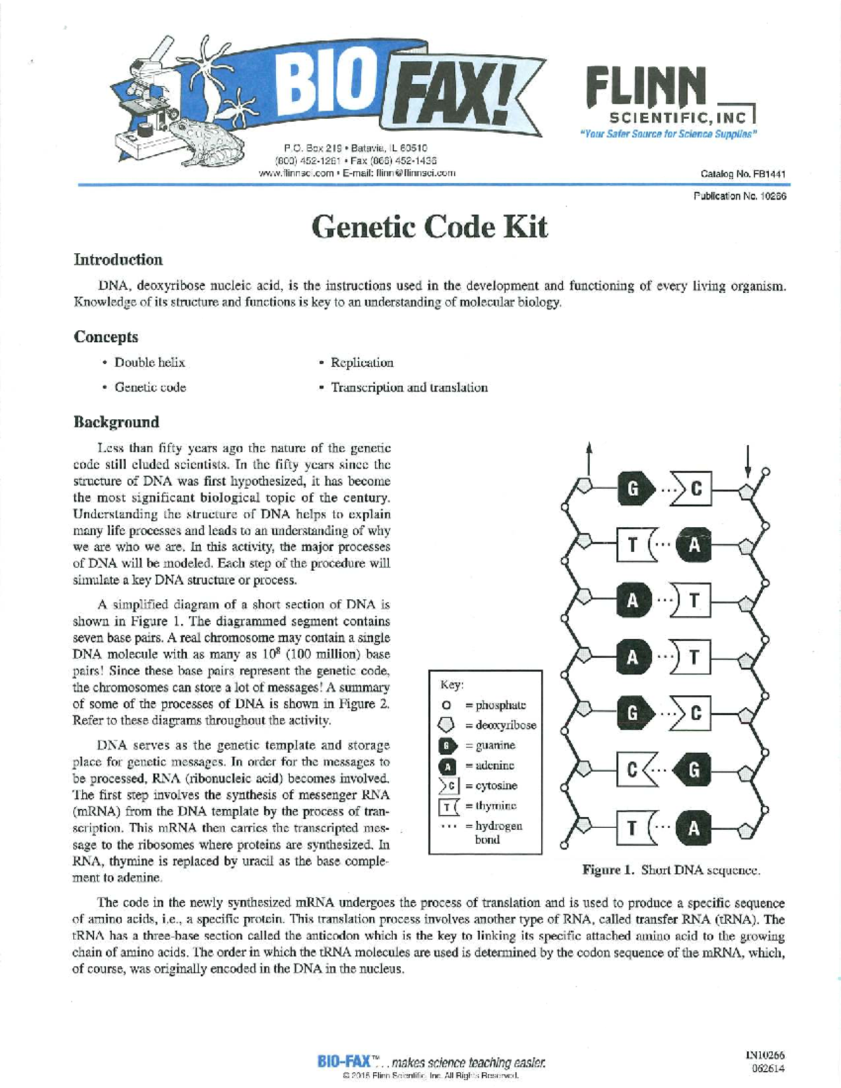 Genetic Code Kit Overview for BIO IN10266: Understanding DNA Processes ...