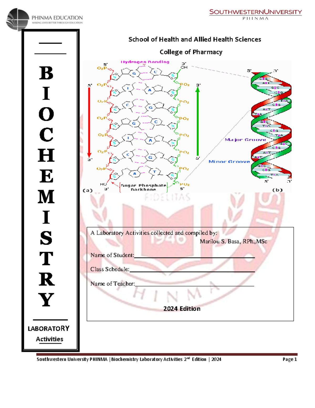 Biochemistry Laboratory Manual (PHAR 2024): Safety & Procedures - Studocu