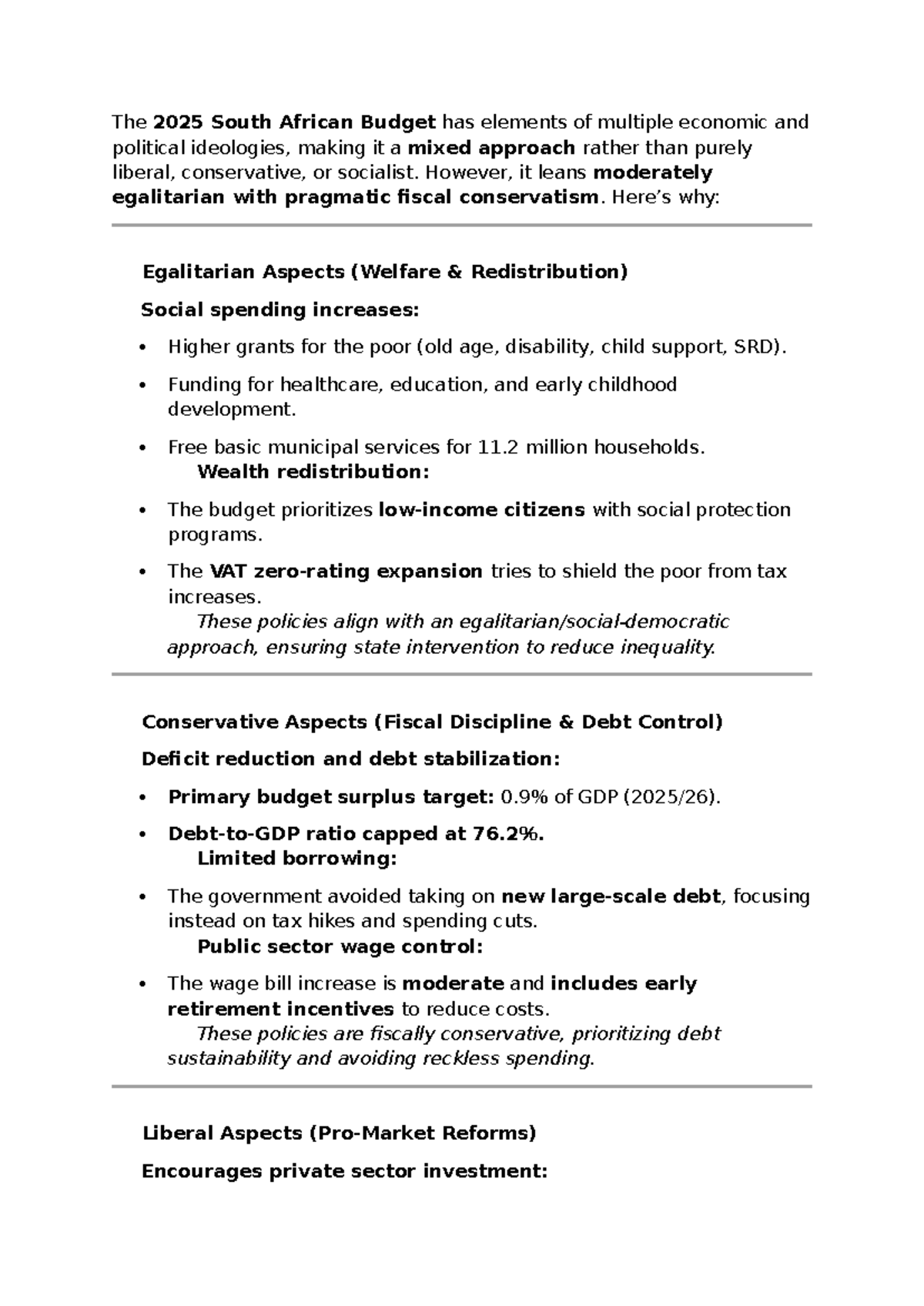 Analysis of the 2025 South African Budget Speech: A Mixed Approach ...