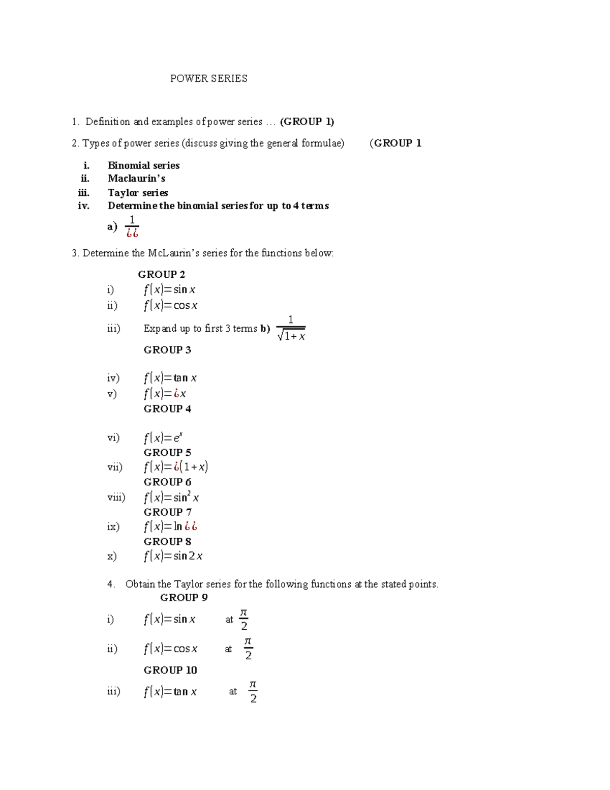 Power Series: Definitions, Types, and Examples in Mathematics - Studocu