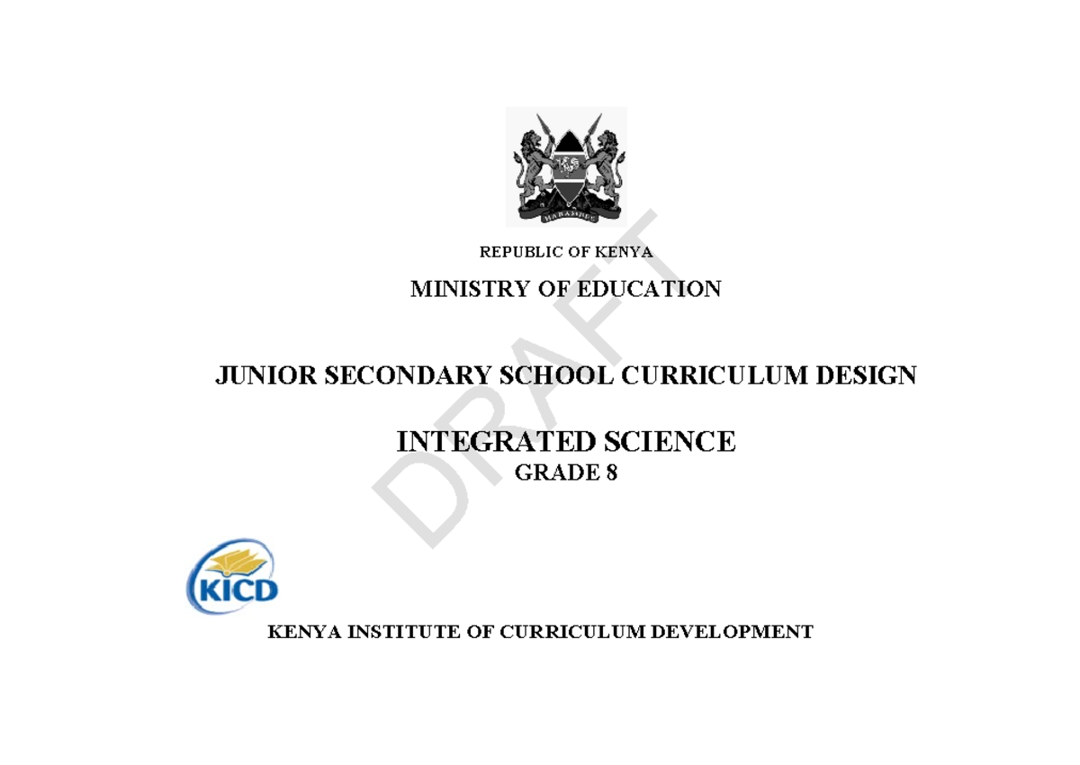 Grade 8 Curriculum Design - Integrated Science Overview (Draft) - Studocu
