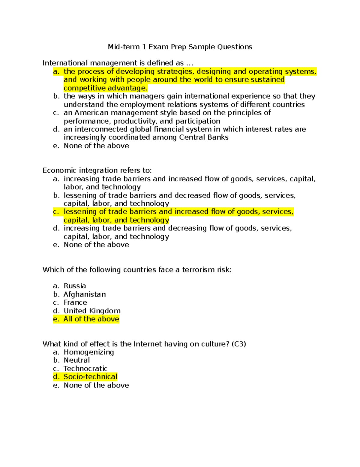 Samplesqs 1 - sample mid 1 questions - Mid-term 1 Exam Prep Sample Questions International - Studocu