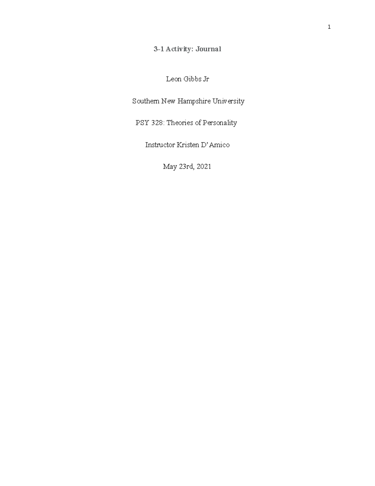 PSY 328 Final Activity Journal: Insights from Big Five Test - Studocu