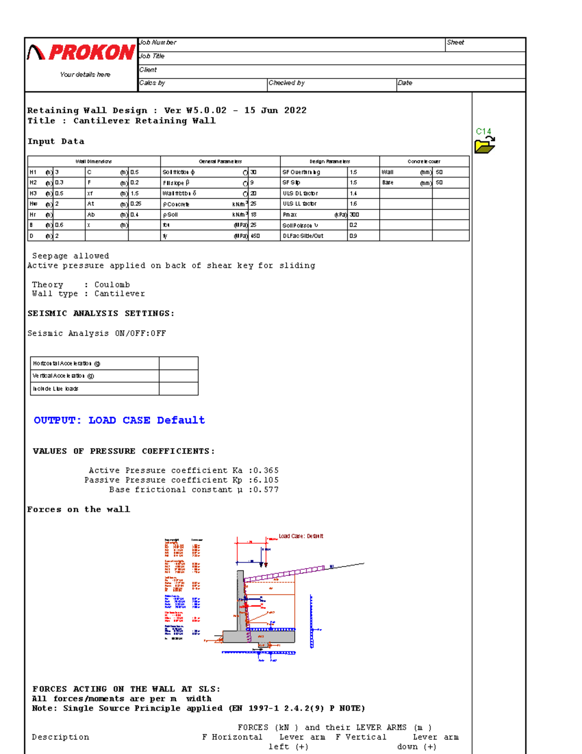Cantilever Retaining Wall Design Report - Prokon W5.0.02 - Studocu