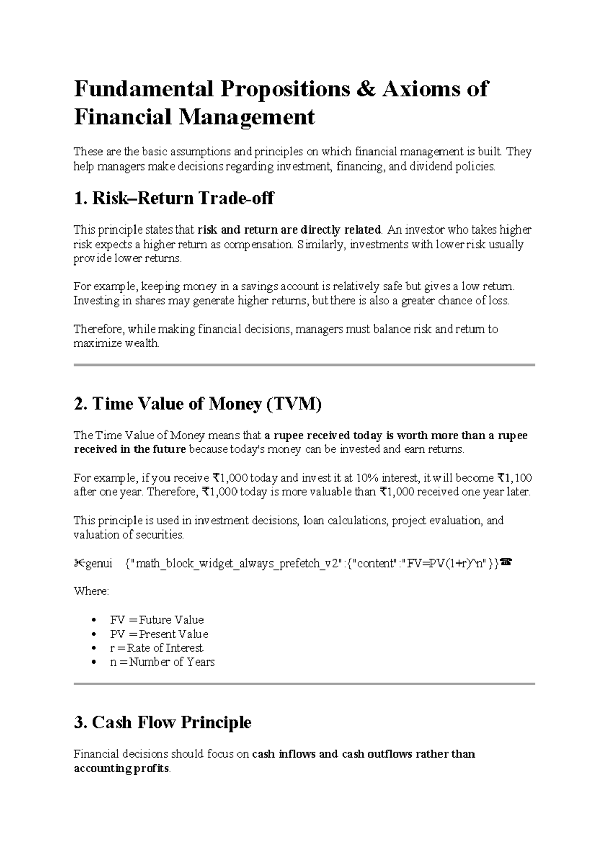 Financial Management Notes: Fundamental Axioms and Principles - Studocu