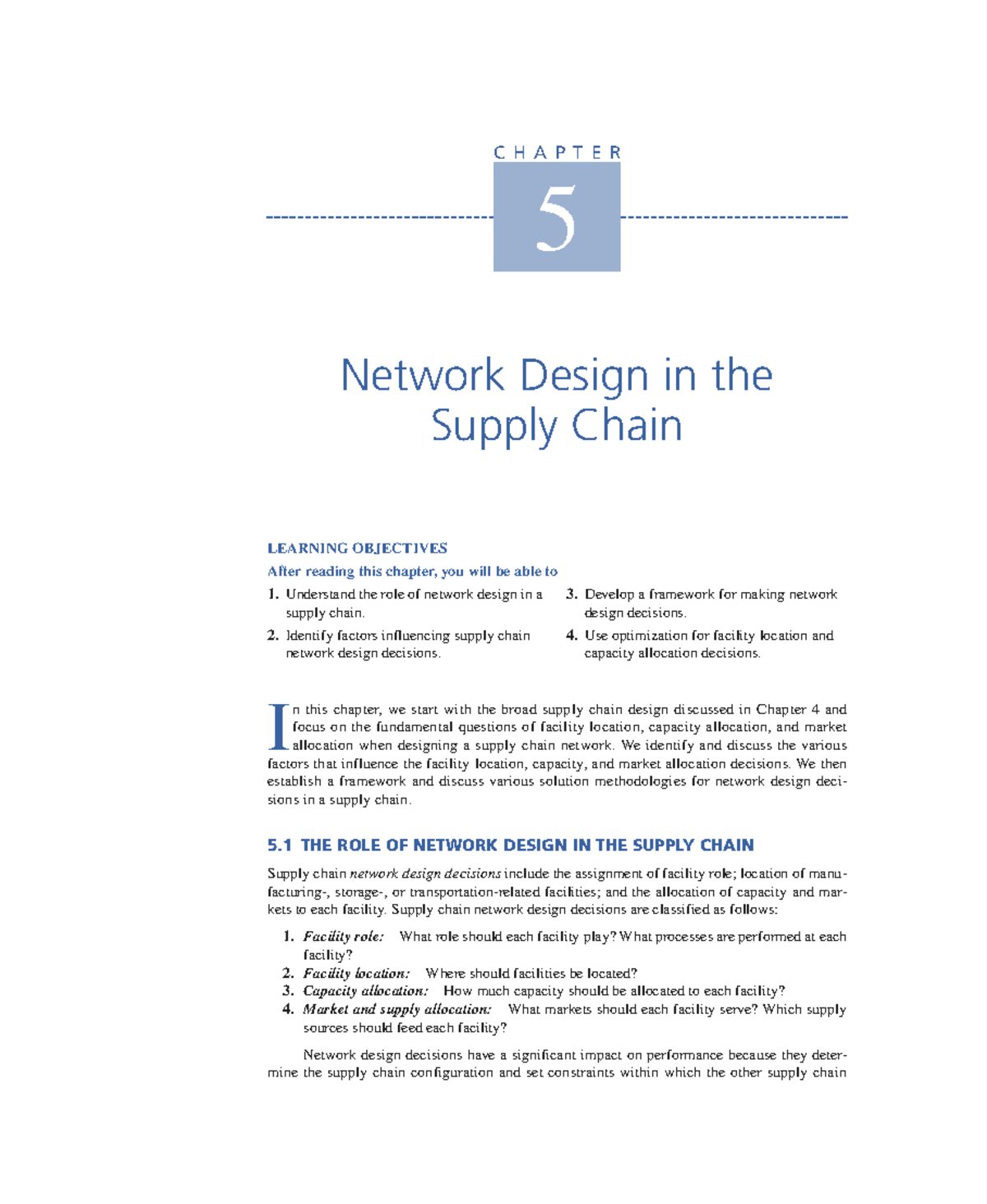 Chapter 5 Network Design in the Supply Chain: Key Concepts and ...