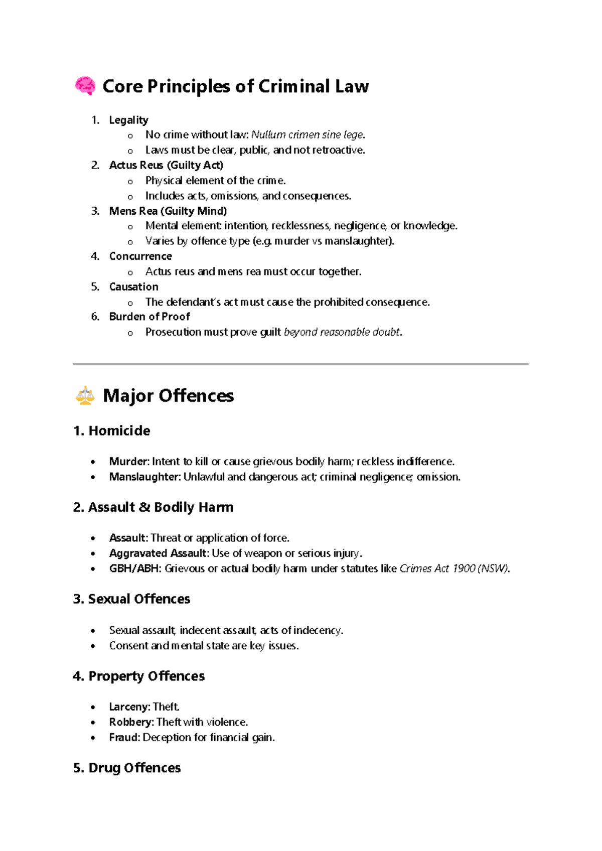 Crim 1 - Comprehensive Criminal Law Study Notes for Australia - Studocu
