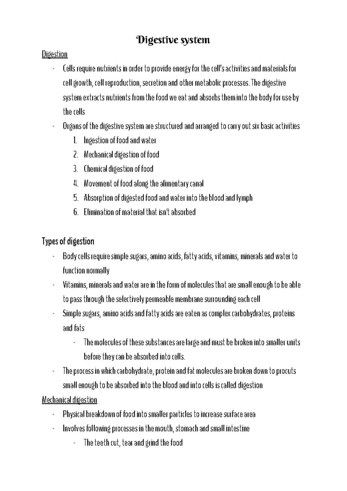 Body System: Human Biology ATAR Year 11 - Digestive System Overview ...