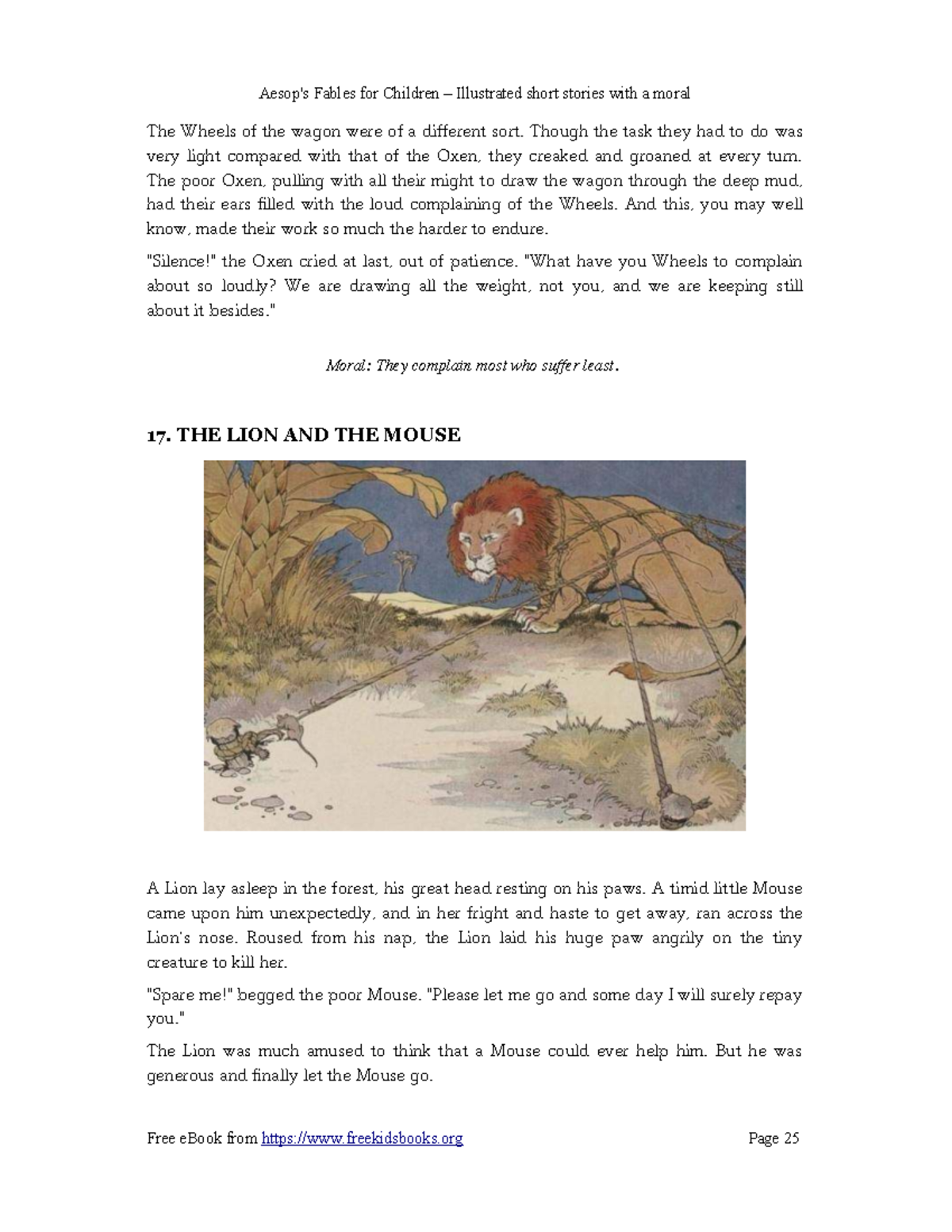 Lion And The Mouse - Course material - Aesop's Fables for Children ...