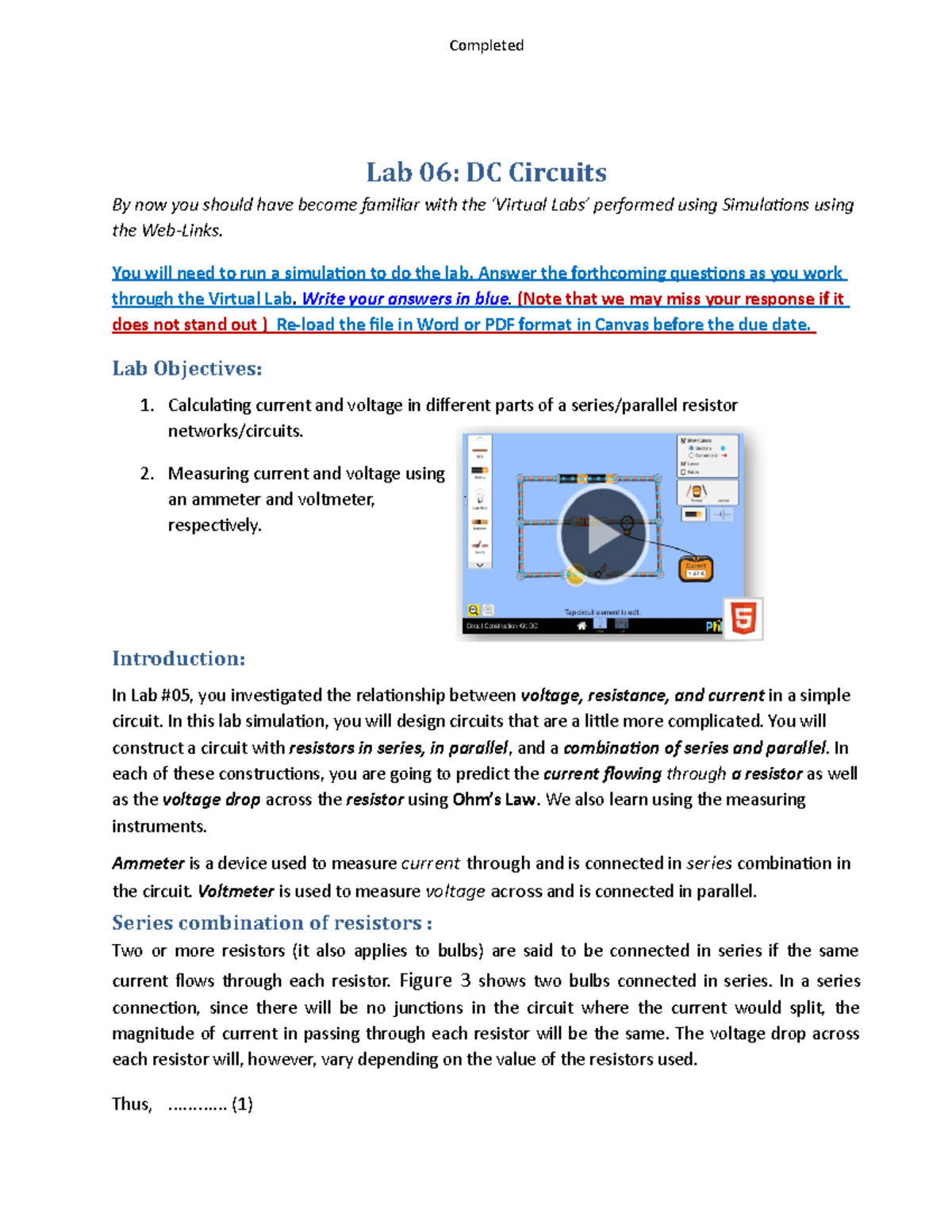 Lab 06: DC Circuits - Exploring Series and Parallel Resistor ...