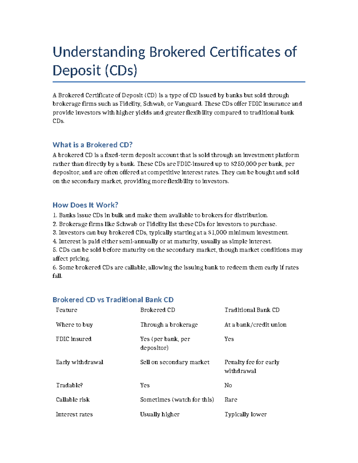 Understanding Brokered CDs: A Comparative Analysis of Rates - Studocu