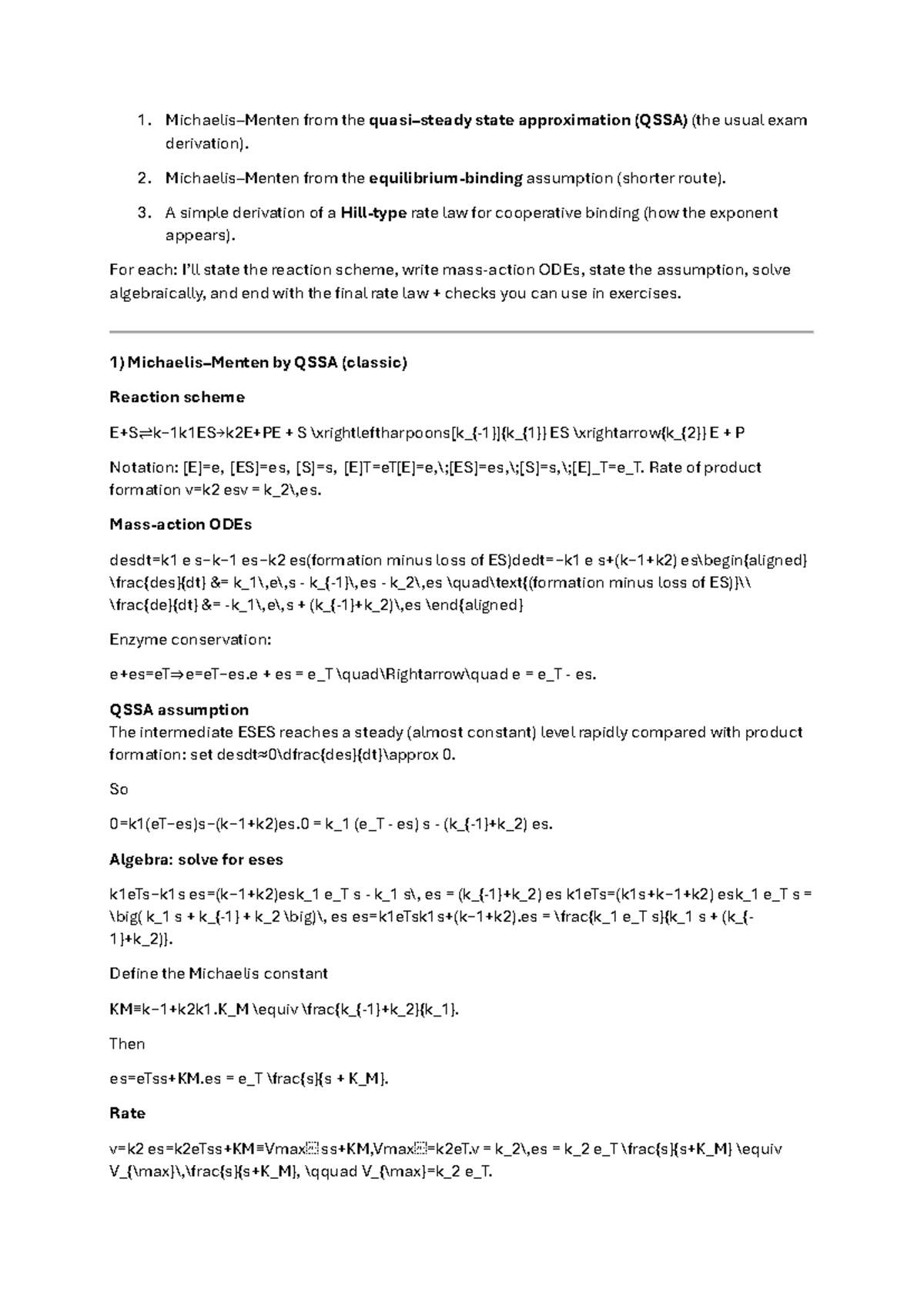 Summary of Enzyme Kinetics in Systems Biology (SB 101) - Studeersnel