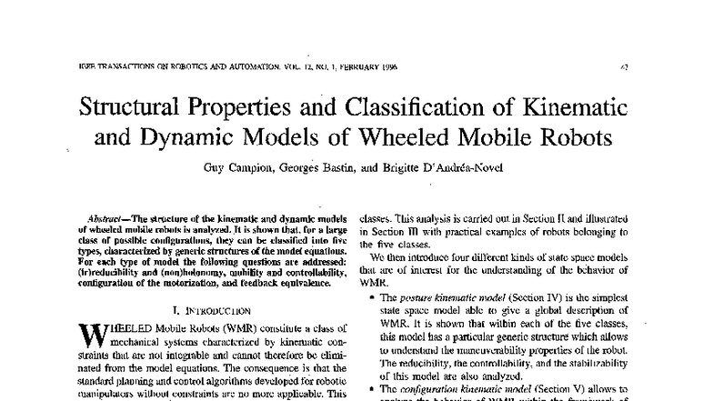 Structural Properties and Classification of Wheeled Mobile Robots ...