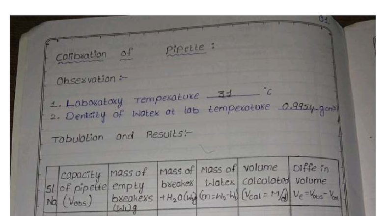 Calibration of Pipettes and Burettes: Lab Report 01 - Studocu