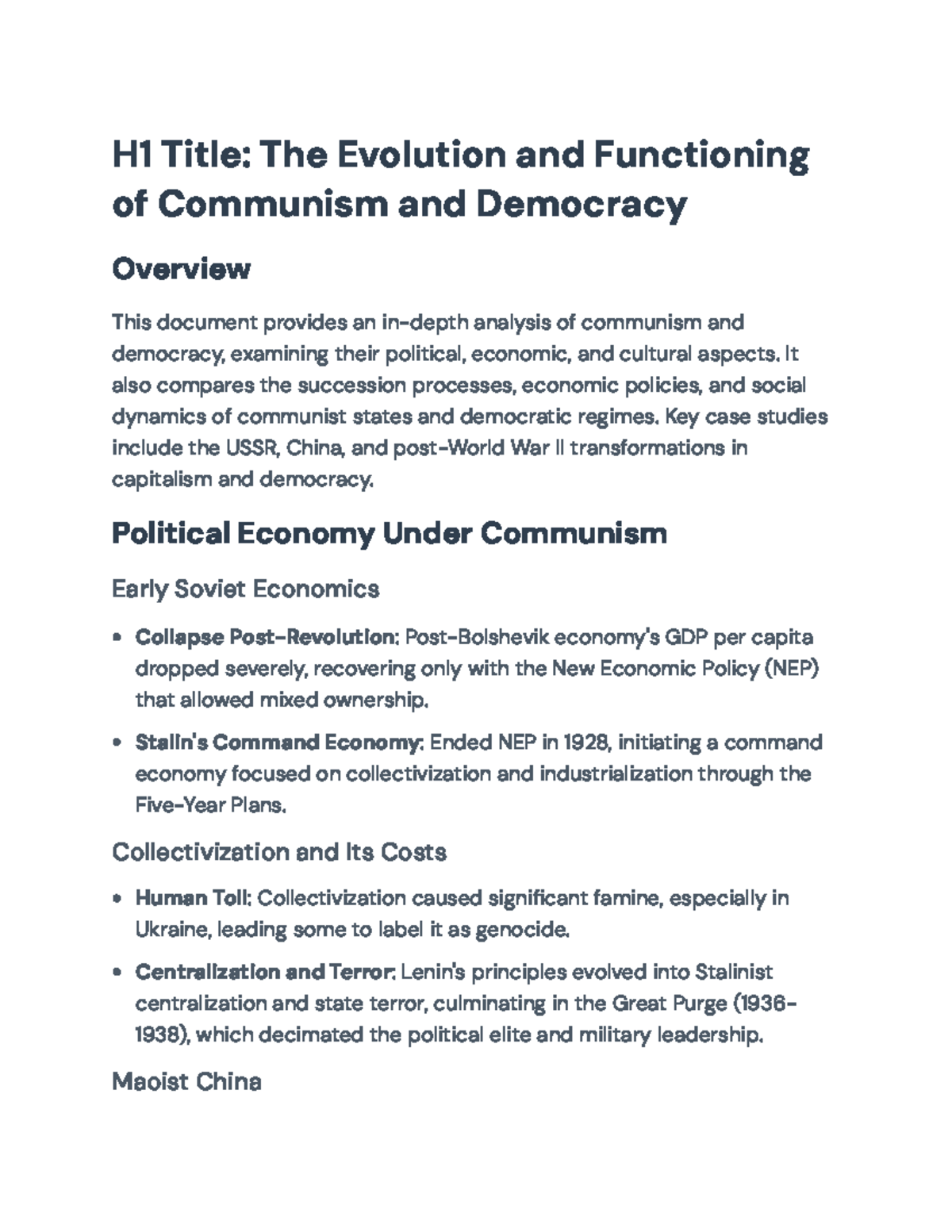Comparative Analysis of Communism and Democracy: Historical Insights ...