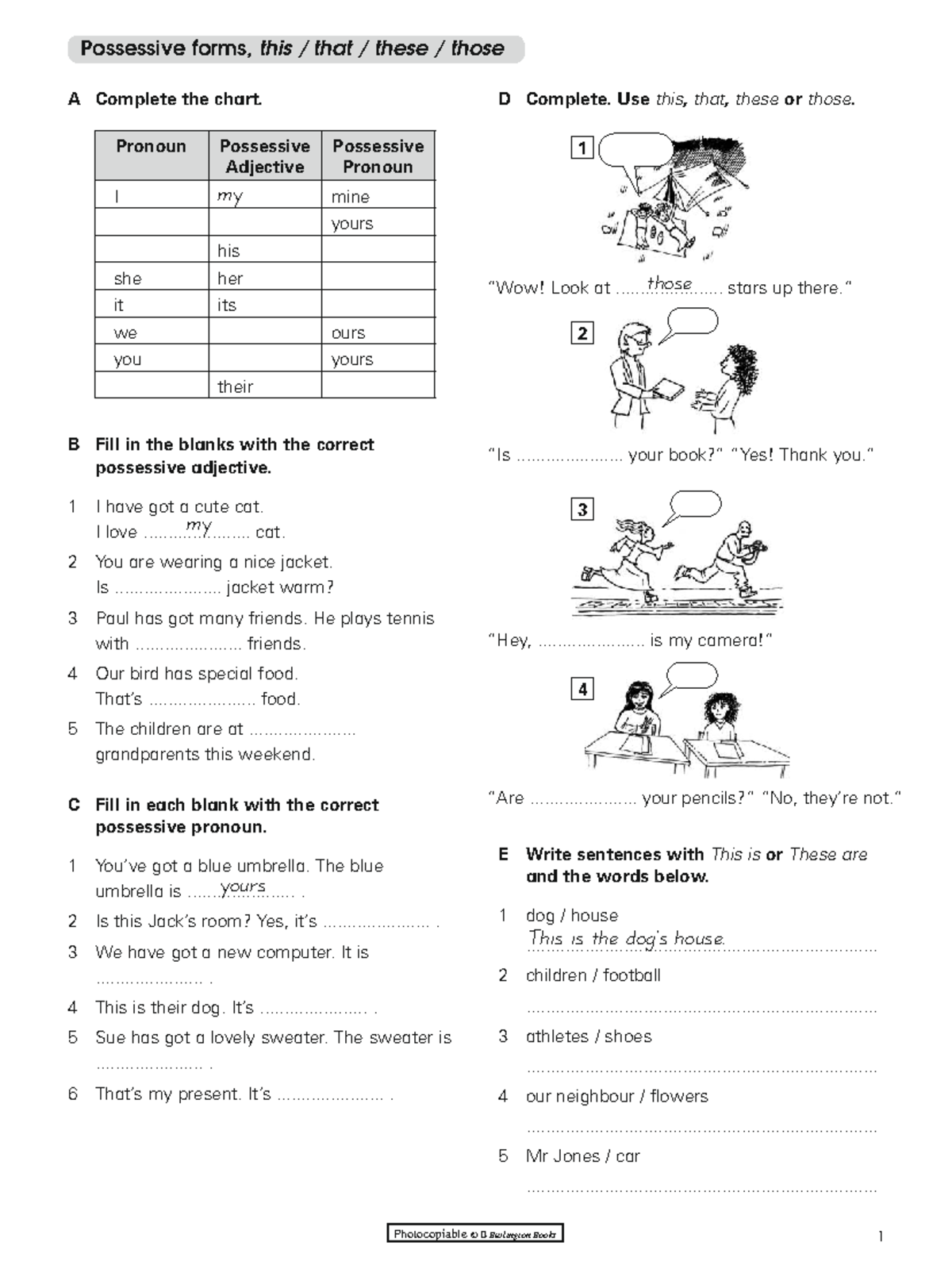 Grammar: Possessive Forms - This, That, These, Those (Exercises) - Studocu