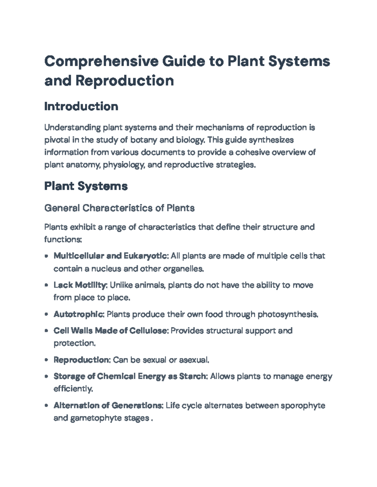 Comprehensive Guide to Plant Systems and Reproduction in Botany ...