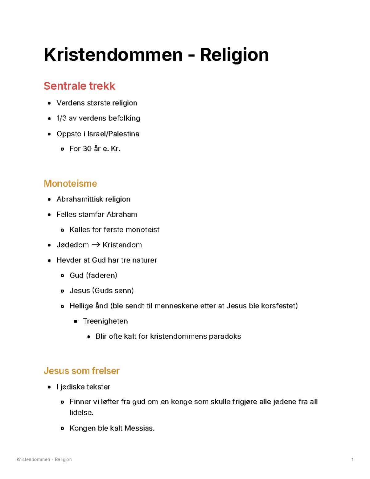 Kristendommen - Sentrale Trekk og Historisk Utvikling (Øvingsmateriale ...