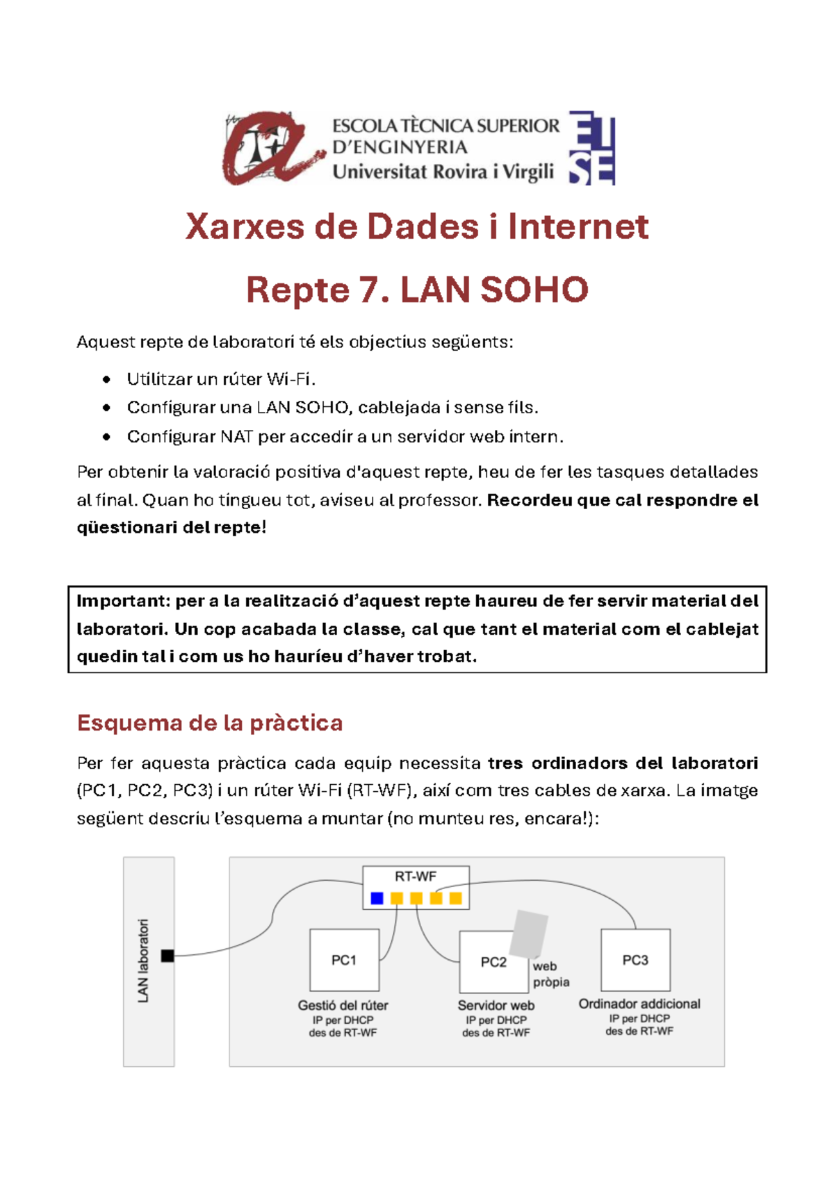 Xarxes de Dades i Internet: Repte 7 - Configuració LAN SOHO - Studocu
