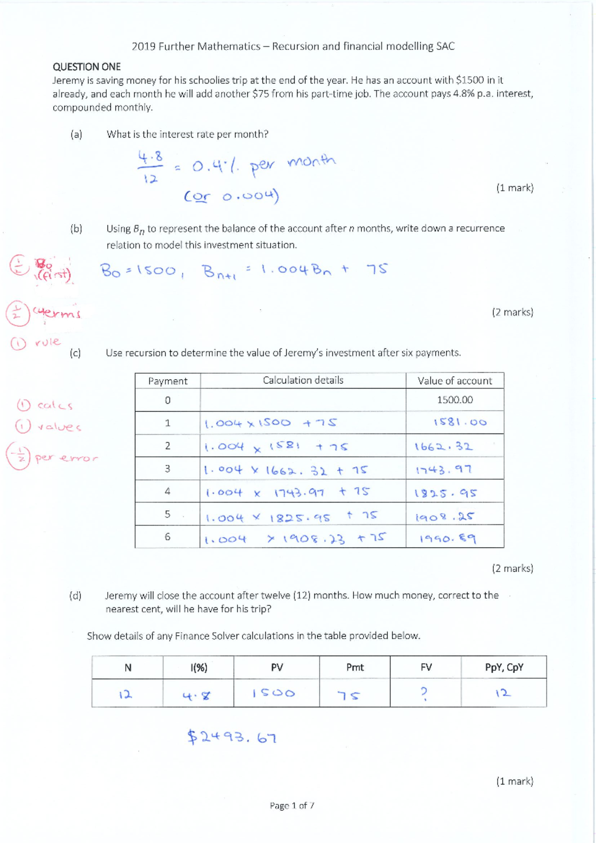 2019 Further Mathematics Recursion & Financial Modelling SAC Solutions ...