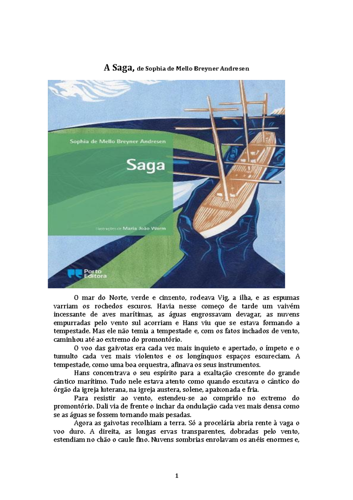 A Saga de Hans: O Mar e os Desafios da Vida em Vig - Studocu