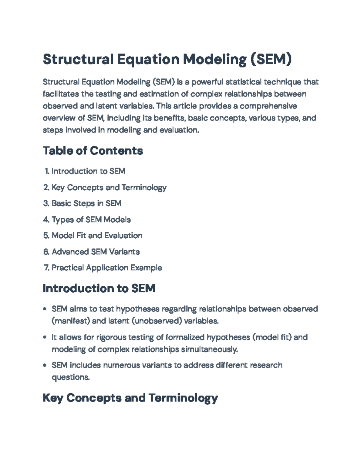 Understanding Structural Equation Modeling (SEM): Concepts ...