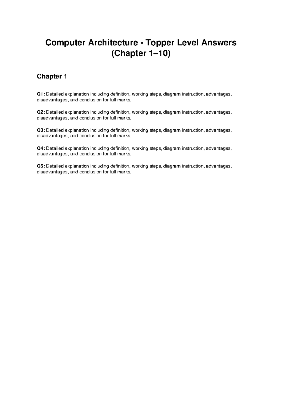 CA Topper Final Exam Notes: Computer Architecture Detailed Q&A - Studocu