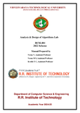 Analysis & Design of Algorithms - BCS401 - VTU - Studocu