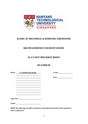 A1.5 Flight mechanics basics lab manual for MA1700 aerospace discovery ...