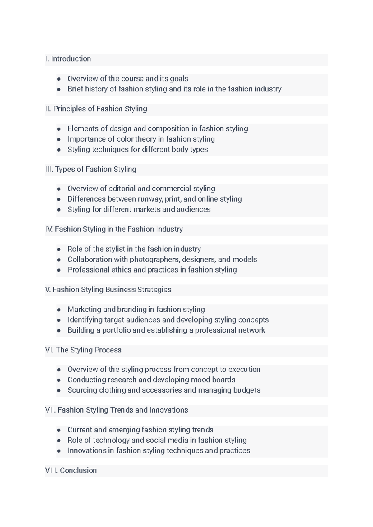 The Business of Fashion Styling Notes - I. Introduction Overview of the ...