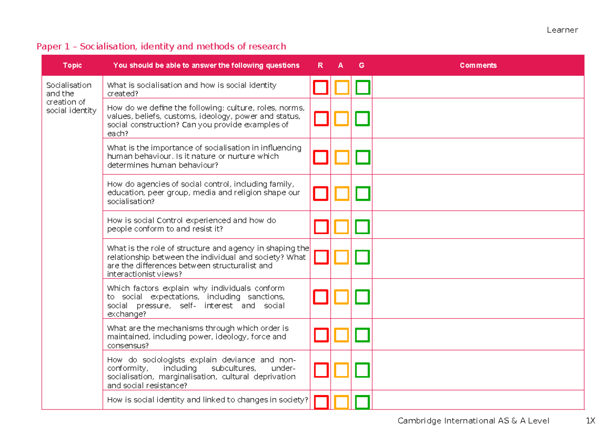 Cambridge International AS A Level Sociology 9699 Learner Guide ...
