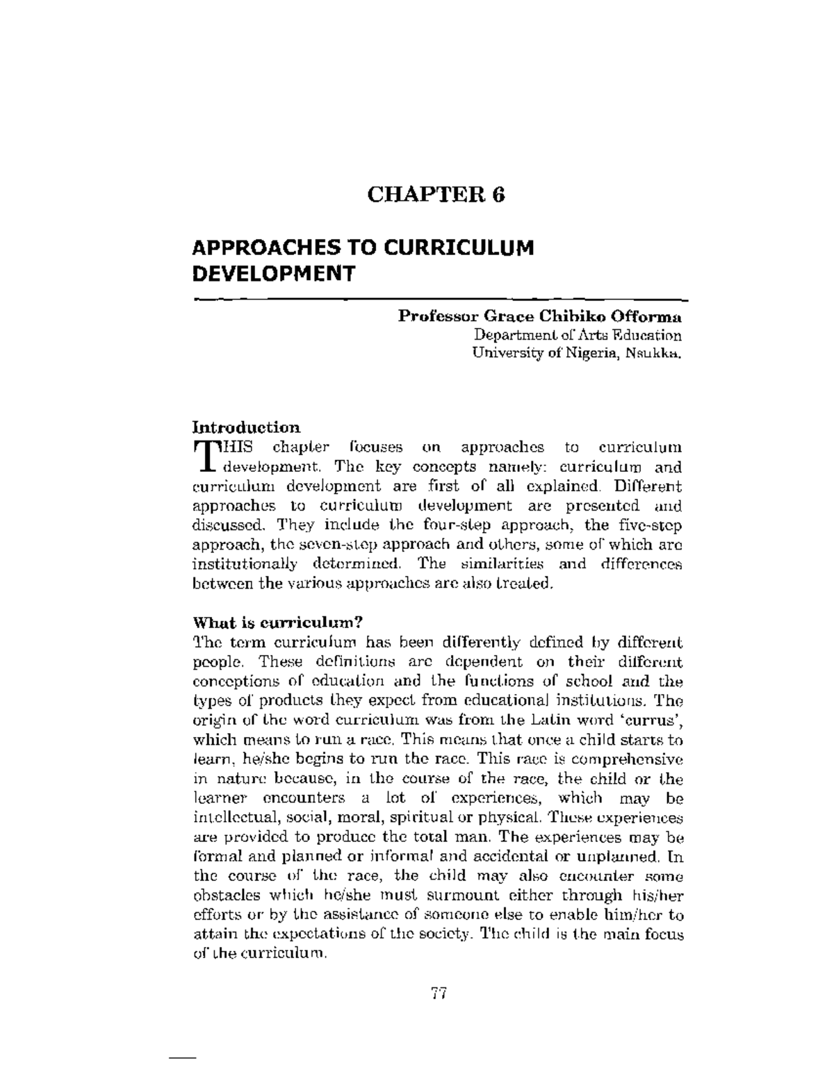 CHAPTER 6: Approaches to Curriculum Development in Education - Studocu