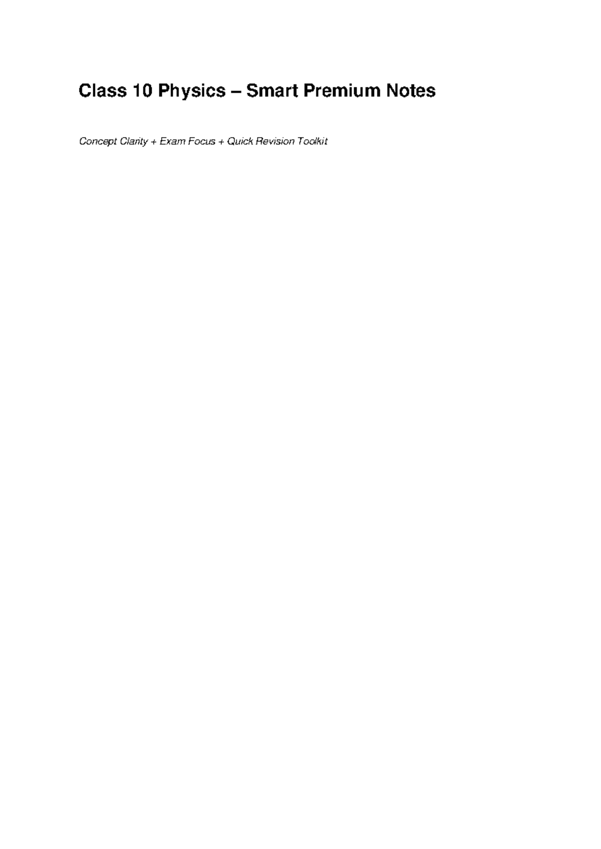 Class 10 Physics Premium Notes: Light & Magnetism Quick Revision - Studocu