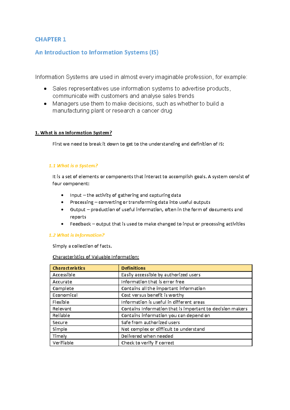 INF1505 Study Guide - CHAPTER 1 An Introduction to Information Systems ...