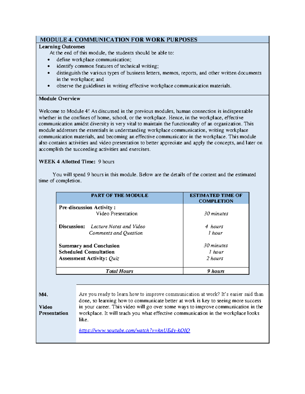 Purposive Communication M4: Effective Workplace Communication Notes ...
