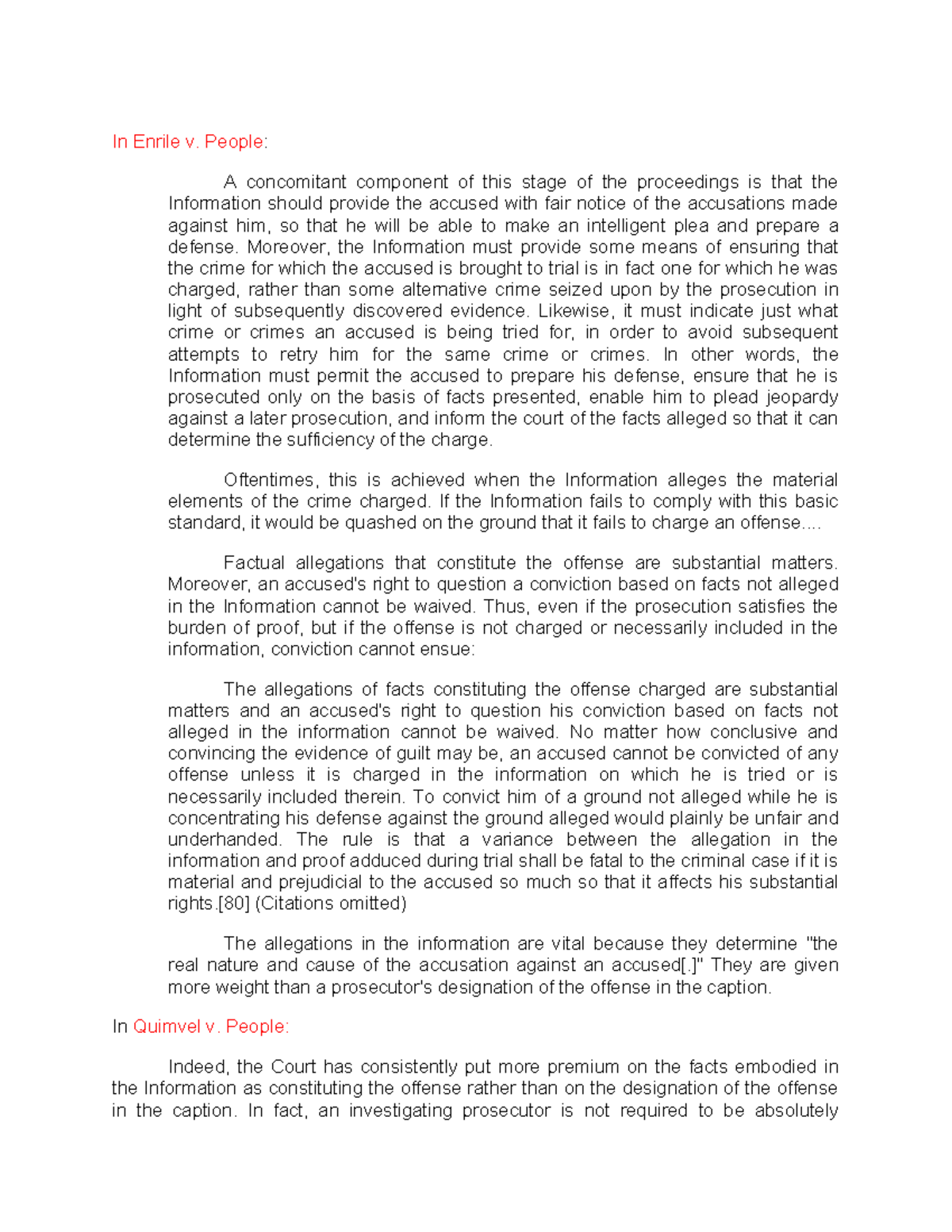 Case Study on Sufficiency of Accusatory Information in Enrile v. People ...