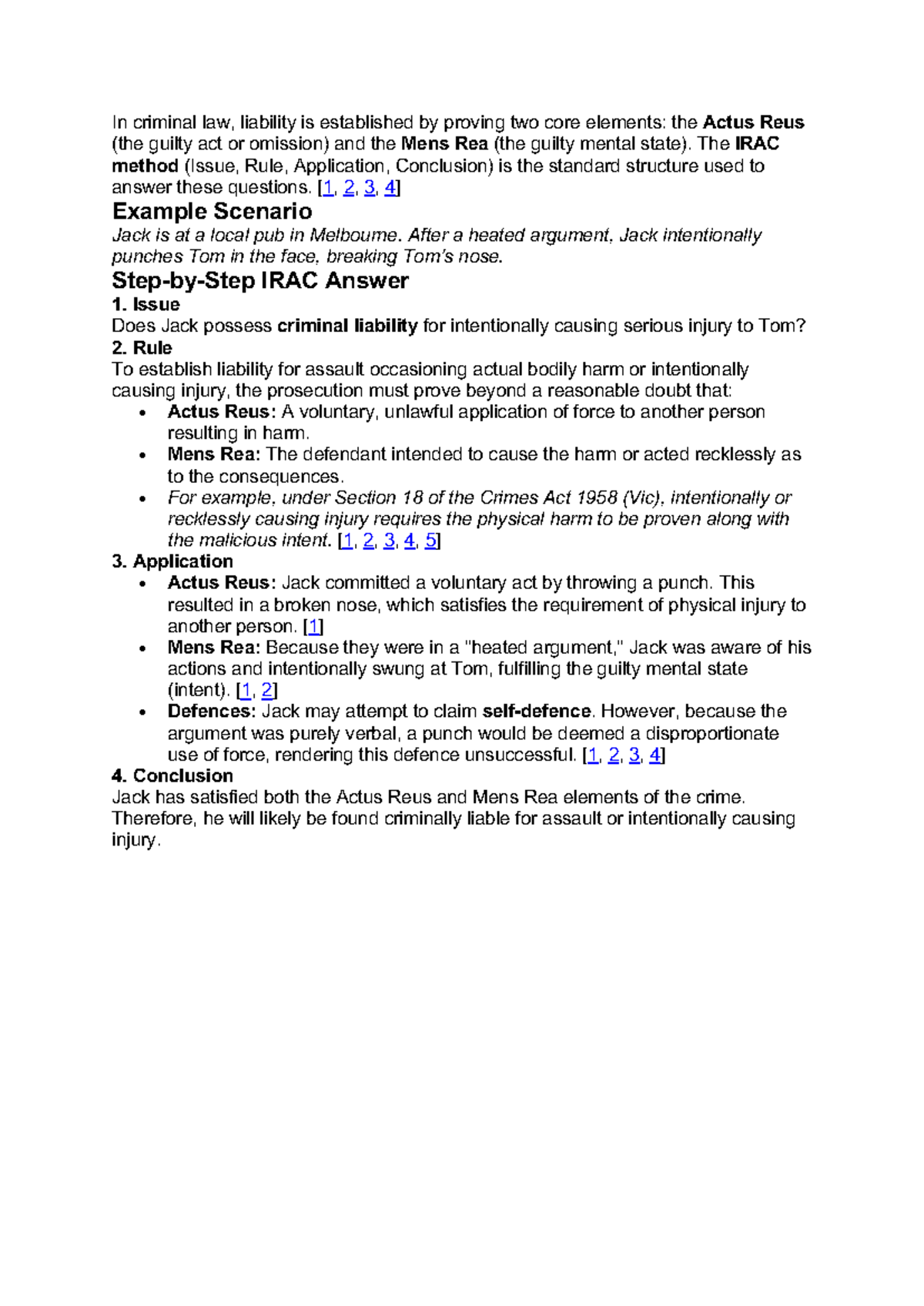 CRIM LAW Example - IRAC Analysis of Criminal Liability - Studocu