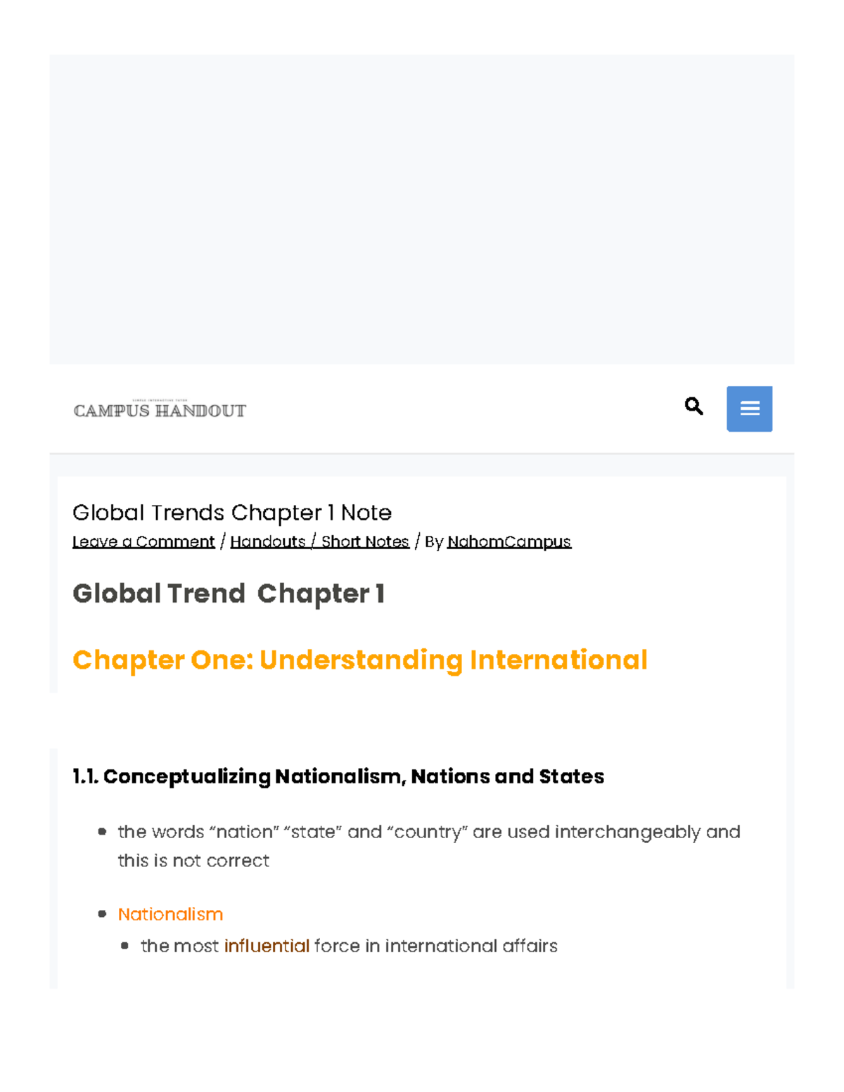 Global Trends CH1 Notes: Understanding International Relations - Studocu