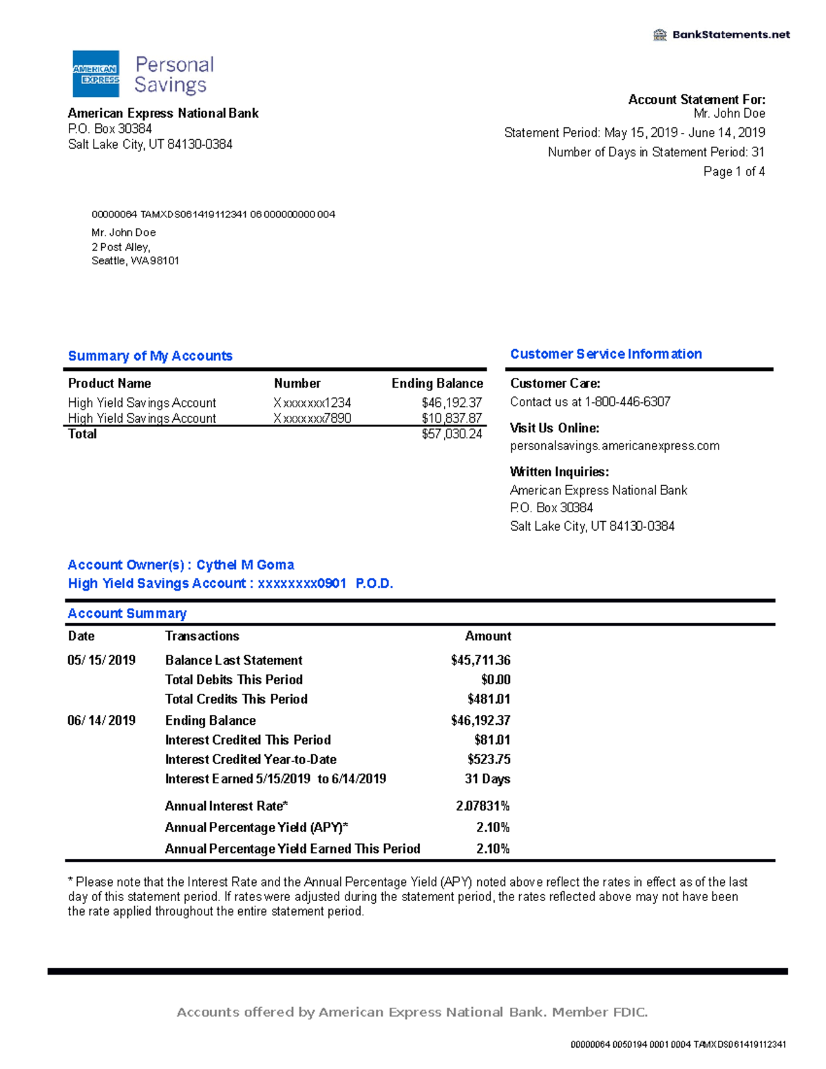 American Express Bank Statement Bank Statements - American Express ...