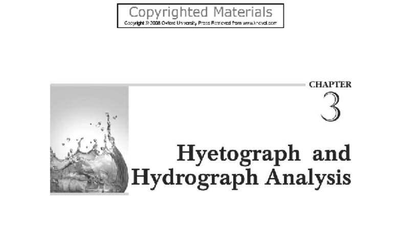 CHAPTER 3: Hyetograph and Hydrograph Analysis - Study Material 2 - Studocu