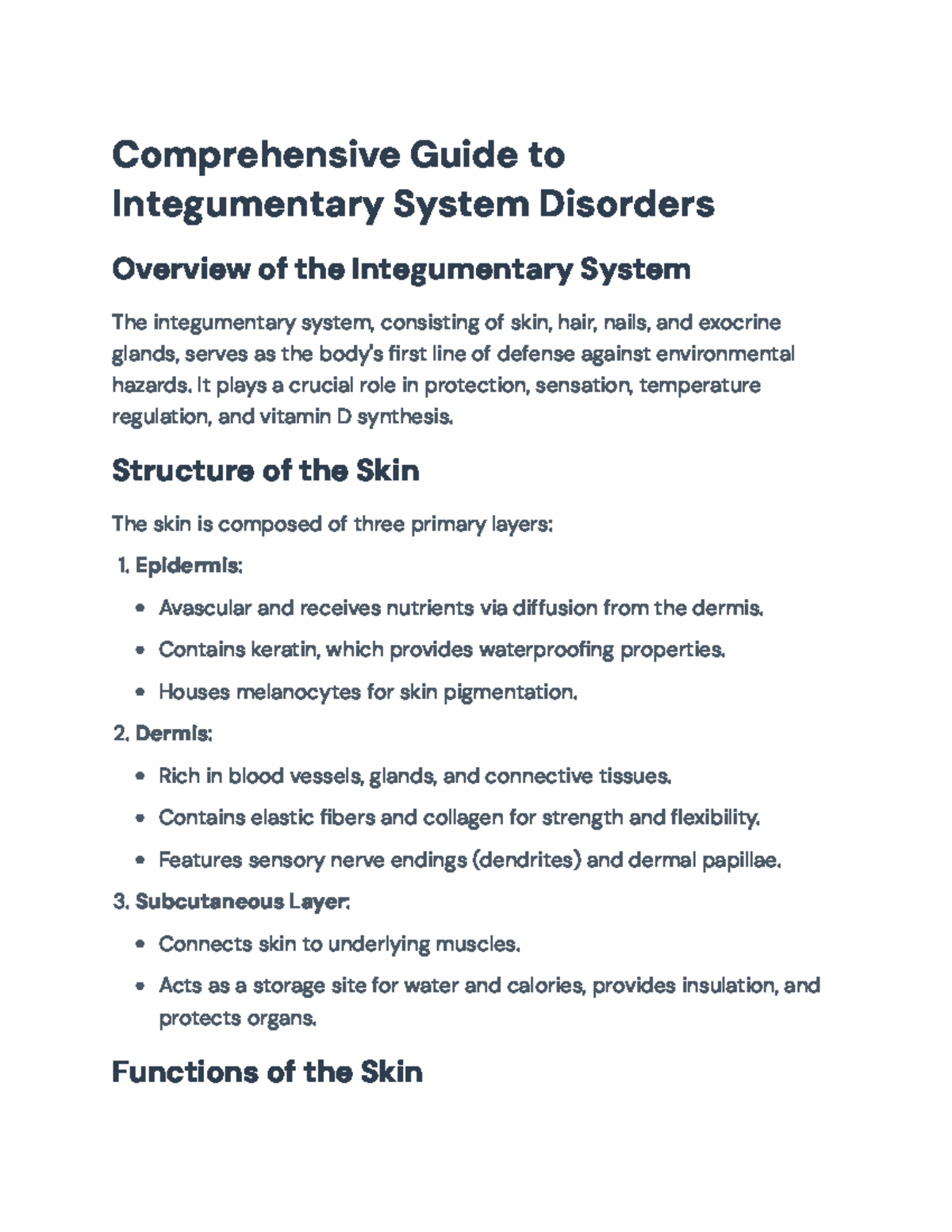 Comprehensive Overview of Integumentary System Disorders and Management ...