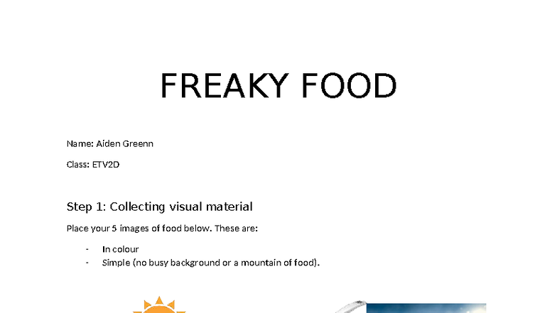 ETV2D Freaky Food Project Documentation - Studeersnel
