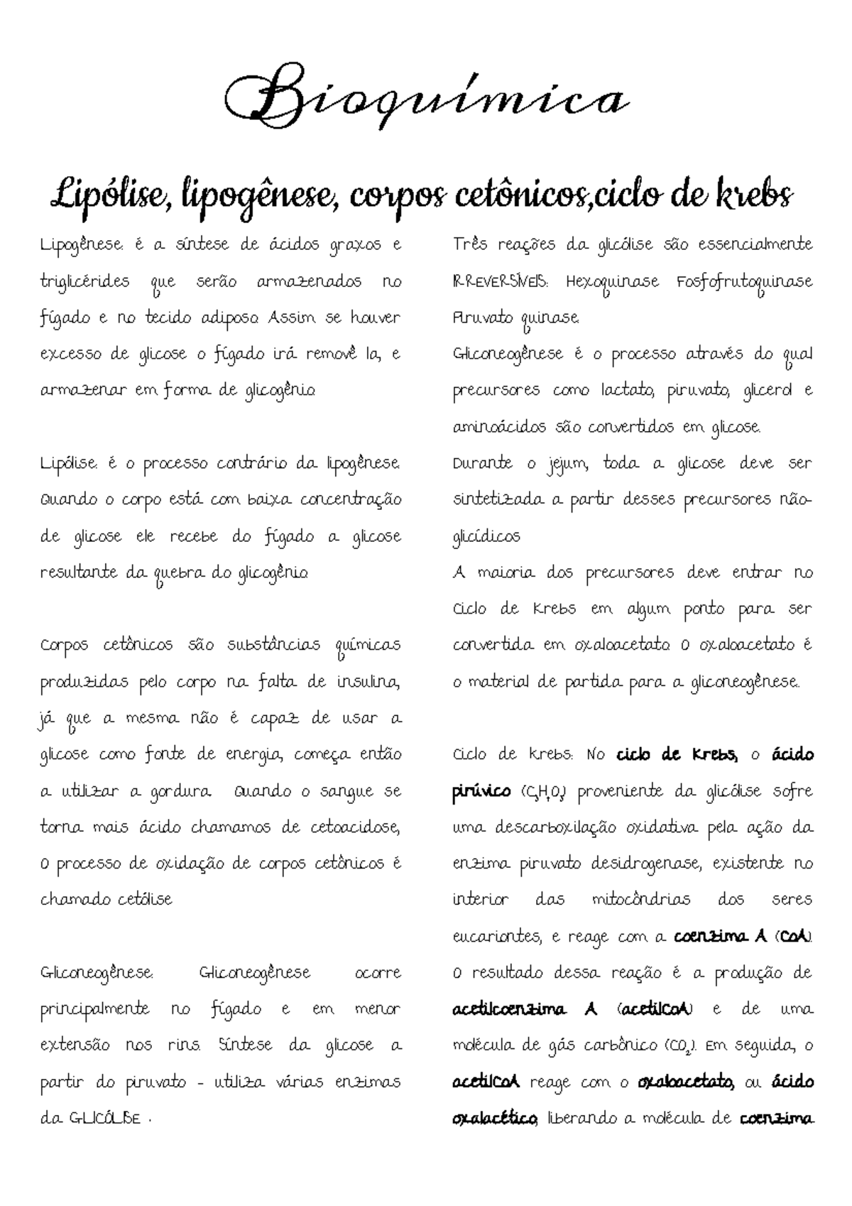 Lipolise E Lipogenese - Apontamentos 1 - Bioquímica Lipólise ...