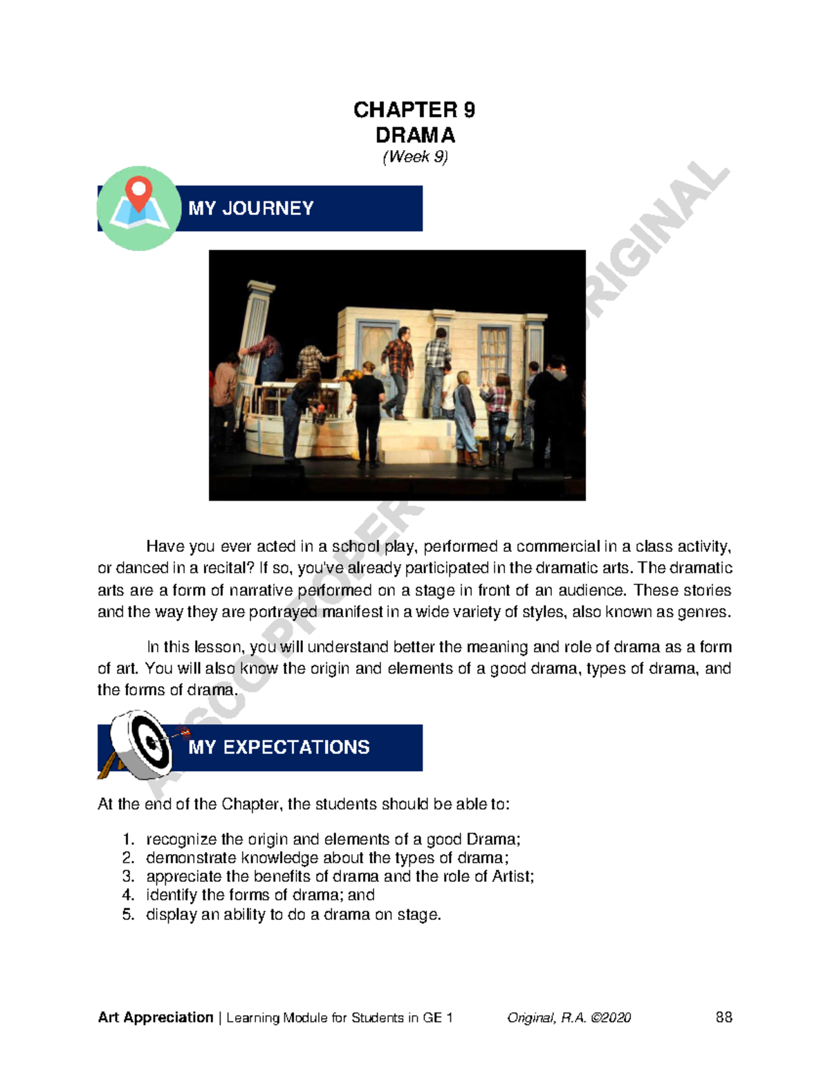 CHAPTER 9 DRAMA (Week 9) MY JOURNEY: Understanding the Art of Drama ...