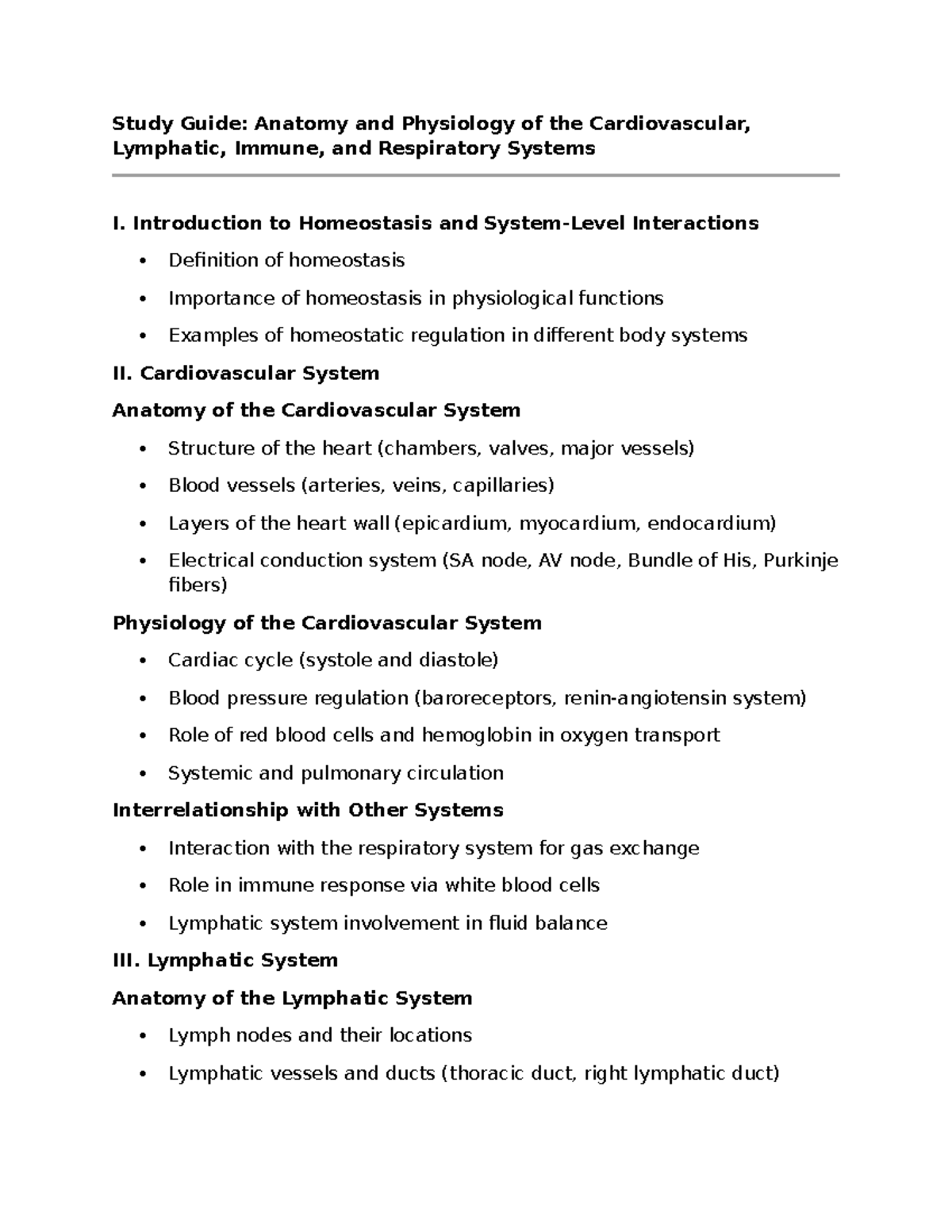 Study Guide - Introduction to Homeostasis and System-Level Interactions ...